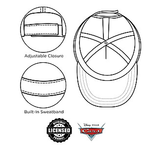 Disney Boys Baseball Cap, Lightning McQueen Adjustable Toddler Hat, Ages 2-4, Black