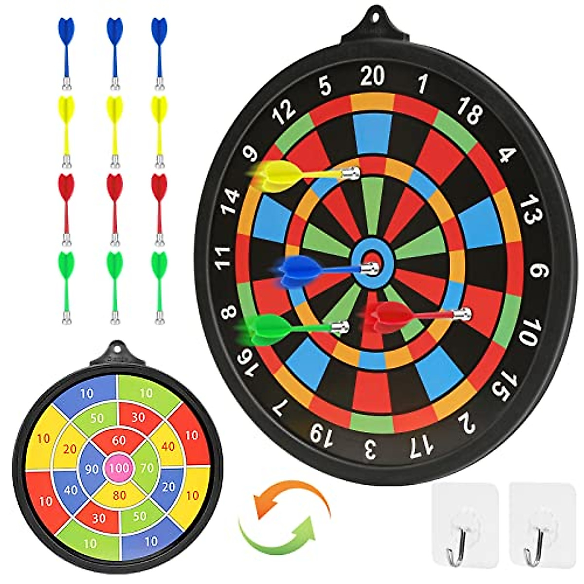 Magnetic Dart Board w/ 12 Darts, Toys for Boys Age 8-12, Safe Indoor Outdoor Games for Kids 8-12, Teen Gifts for 6 7 8 9 10 11 12 13 14 Year Old Boys Girls