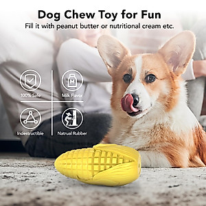 HICC PULE Indestructible Dog Toy for Aggressive Chewers, Squeaky Tough Dog Chew Toys with Bacon Flavor, Durable Dog Teeth Cleaning Toy for Medium Large Breeds, Keep Dog Busy (Yellow)