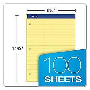 Ampad 20245 Double Sheets Pad, Law Rule, 8 1/2 x 11 3/4, Canary, 100 Sheets