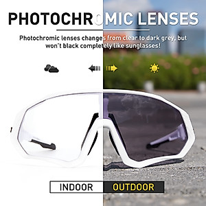 KAPVOE Photochromic Cycling Glasses Men Women Mountain Bike Sunglasses Clear MTB Bicycle Riding