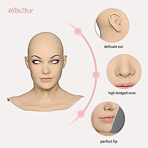 Minaky Hand-made Silicone Head Mask America Girl for Crossdresser Transgender Costumes Drag Queen