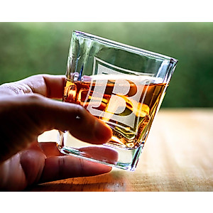 Custom Whiskey Monogram Wreathe Bourbon Rock Glasses Engraved Scotch Glass for Dad Birthday Fathers Day Gift Groomsmen Husband Wedding Gifts for Her