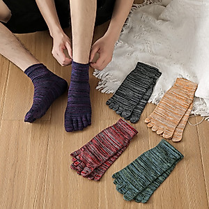 Hellomamma Mens Toe Socks Five Finger Sock Boys Running Athletic Cotton Ankle Sox 5 Pairs