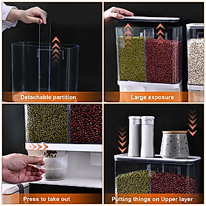 LANIAKEA Rice Dispenser, Laundry Detergent Dispenser, Wall-Mounted Rice Dispenser Container with Lids, Large Capacity Dry Food Storage Container for Rice, Beans, Laundry Scent Beads, Dog Food