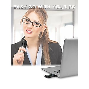 Alvoxcon USB Wireless Microphone, UHF Condenser mic for Android, PC Computer, Laptop, PA, Podcasting, Vlogging, YouTube, Vocal Recording, Gaming, Singing Practice (System with USB Receiver)