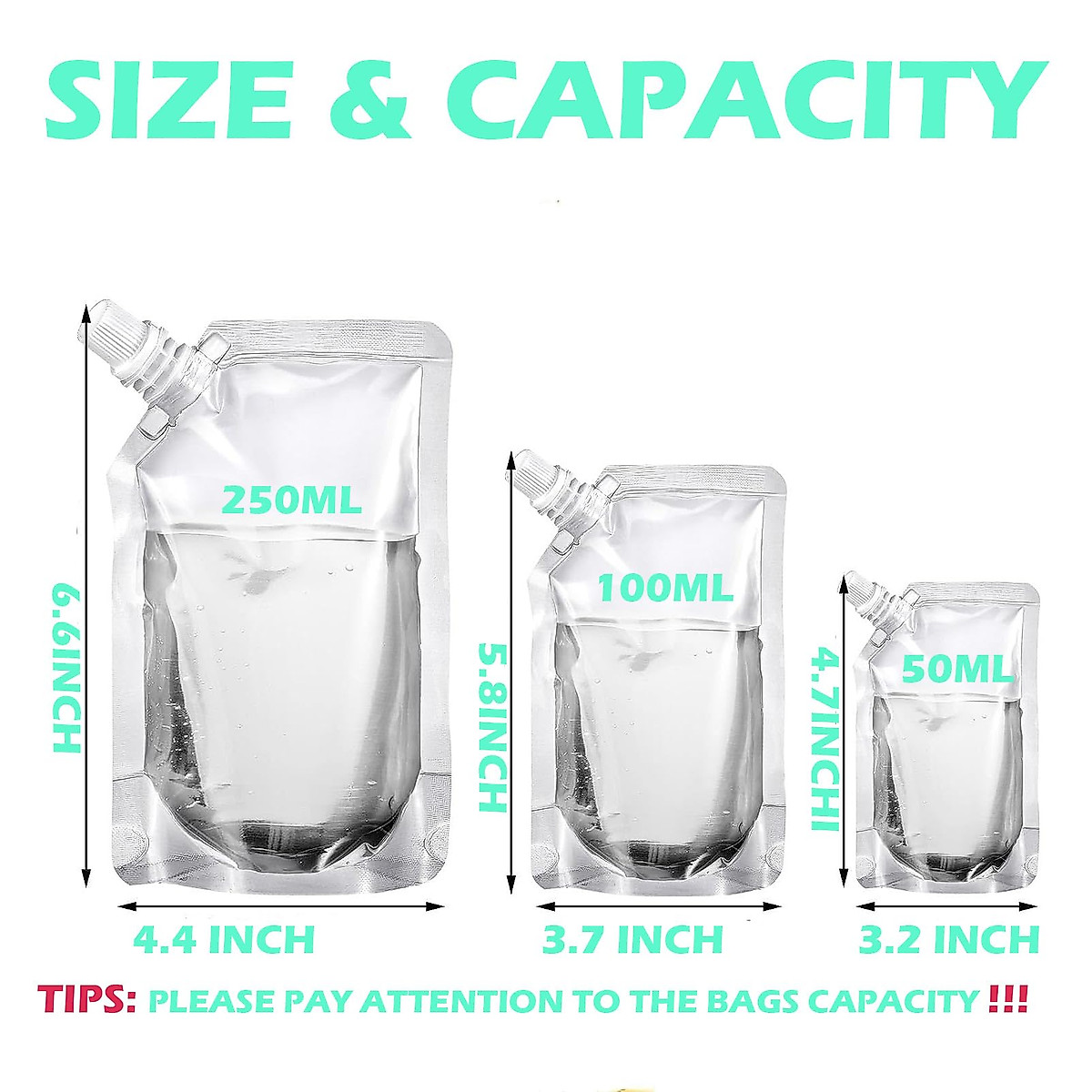12Pcs Plastic Flask Pouches Cruise Pouch Reusable Sneak Travel Drinking Leak-Proof BPA-Free for Travel Outdoor Sports Concerts Events (12pcs:4 * 8oz, 4 * 4oz, 4 * 1.7oz)