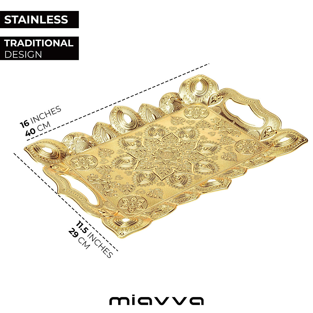 Serving Tray, Vintage Serving Metal Tray for 6 People (Premium Gold)
