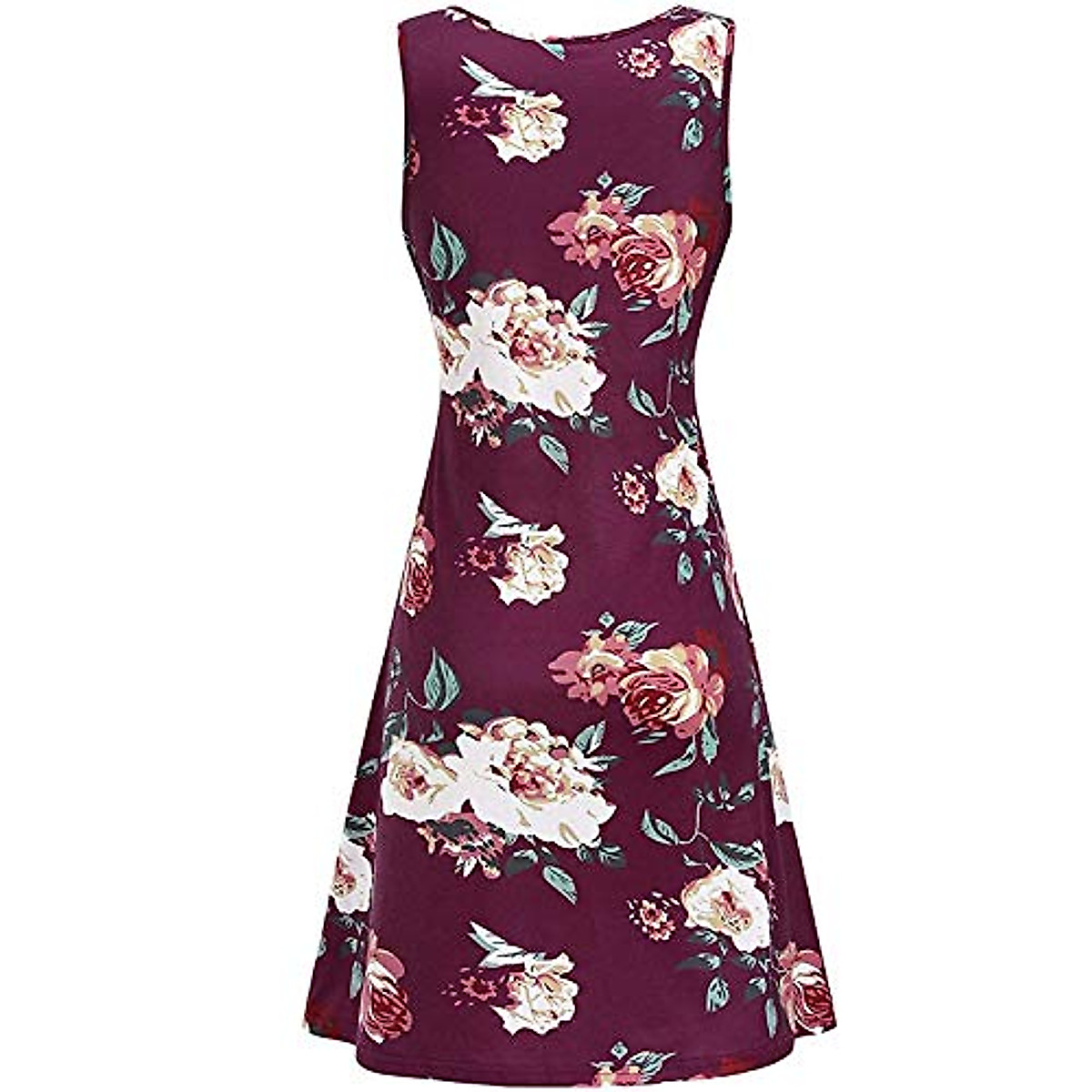 Women's Casual Sleeveless Floral Summer Beach Halter Neck Dresses Tank Mini Sundress(Wine, S)
