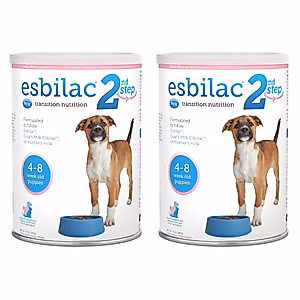 PetAg Esbilac 2nd Step Puppy Weaning Food - 14 oz, Pack of 2 - Powdered Puppy Weaning Formula with DHA, Natural Milk Protein, Vitamins & Minerals for Puppies 4-8 Weeks Old - Easy to Digest