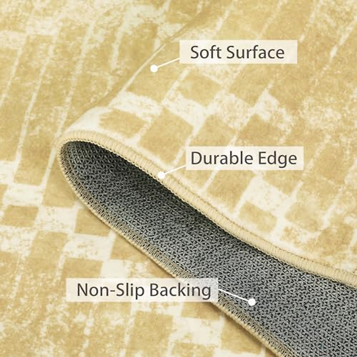 GAOMON Washable Area Rug Modern Geometric Living Room Rug Non-Slip Stain Resistant Contemporary Diamond Accent Rug Indoor Floor Carpet for Bedroom Entryway Laundry Room, 4' x 6', Taupe