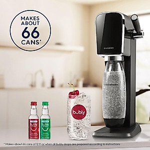 SodaStream Art Sparkling Water Maker Bundle (Black), with CO2, DWS Bottles, and Bubly Drops Flavors