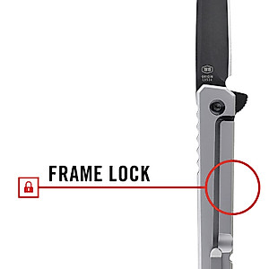 COAST Founder's Collection LX534 ORIGIN, Gentleman's EDC Folding Pocketknife, Flip Tab, Frame Lock, Pocket Clip, Black Stainless-Steel, Silver