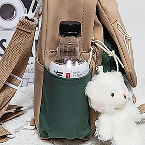 AZURAOKEY Cute Mini Backpacks with Accessories, Kawaii Girls Student Shoulder School Bags Small Travel Kawaii Small Backpack Aesthetic Backpack for School, Travel (Coffee)