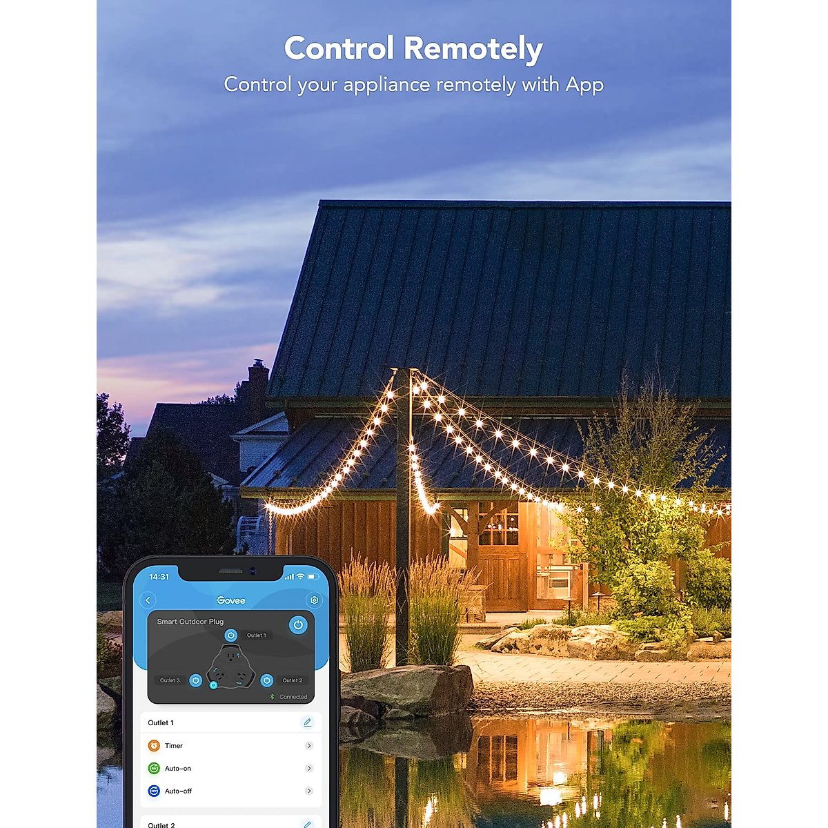 Govee Smart WiFi Outdoor Plug, Weatherproof 15A Outdoor Smart Outlet Bundle with WiFi Bluetooth Outlets 4 Pack, App Control, Supports Alexa and Google Assistant, 2.4 GHz Network only
