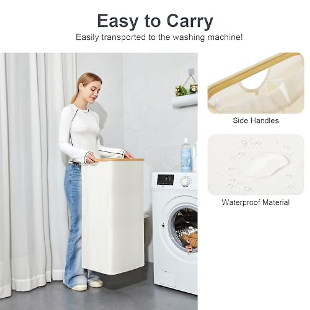 Laundry Hamper 2 Section, 160L Extra Large Laundry Basket with Lid, Double Hampers with 2 Removable Bags for Bathroom, Bedroom, Home, Toy Organizer, Beige