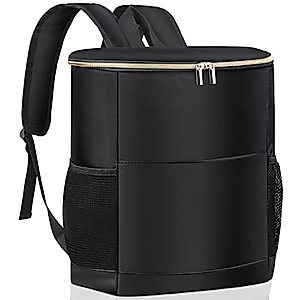 Wolka Insulated Cooler Backpack Outdoor - Leak Proof Backpack Cooler 30 Cans, Waterproof Lightweight Cooler Bag for 12h Hot/Cold Retention - Portable Soft Cooler for Travel, Camping, Beach -Black