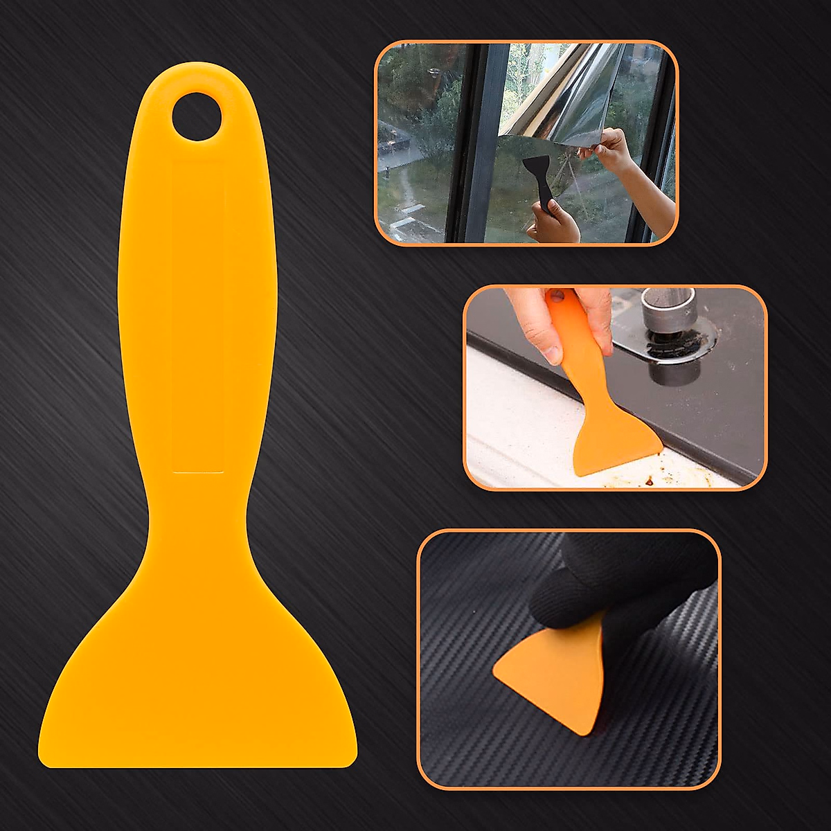 Suiwotin 12pcs Plastic Spatula Scraper, Plastic Putty Scraper Air Bubble Remover, Paint Spatula Scraper Cleaner, Resin Print Scraper Sticker Installation Tool for Decal, Grout Removal (Black, Yellow)