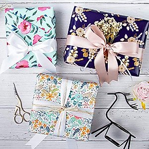 WRAPAHOLIC Wrapping Paper Roll - Beautiful Floral Design for Birthday, Mother's Day, Wedding, Baby Shower Wrap - 30 inch x 33 feet