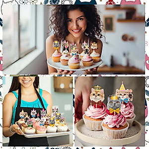 Wxiben Cat Birthday Party Decorations - 40PCS Cat Cupcake Toppers Decor Cute Cat Birthday Cake Decorations Supplies Kitten Pet Cupcake Toppers for Birthday Party Baby Shower Cats Face Cake Toppers