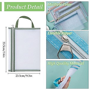 10 Pack Colored Breathable Mesh Zipper Pouch Bags, Large Nylon Toy Storage & Organization Nets with Handle and Zipper, Hangable Visible Puzzle A4 Zipper Pouch for Cross Stitch (10PCS, 1-laye)