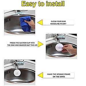 Smiley Face Sponge Holder,2pack Sponge Holder for Kitchen Bathroom Sink Suction Cup Installation ,Sponge Organizer for Kitchen,Dishwasher Safe (Sponges Not Included)