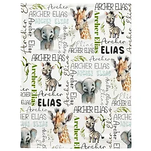 Personalized Baby Blanket,Custom Animal Blanket with Name, Super Soft Throw Blanket for Newborns Shower Birthday, Gifts for Boys and Girls 40"x30" XSmall for Toddler