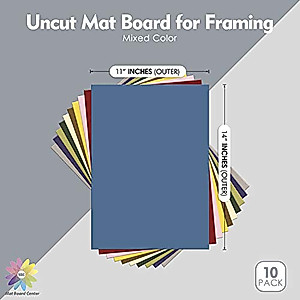 Mat Board Center, 10-Pack 11x14 Uncut Photo Mats Backing Boards - Mixed Color - for Frames, Photos, Pictures and More