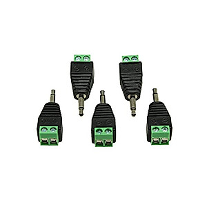zdyCGTime 3.5mm TS Mono Male to 2 Pin Screw Terminal Female AUX Headphone Balum Converter Adapter (5-Pack)