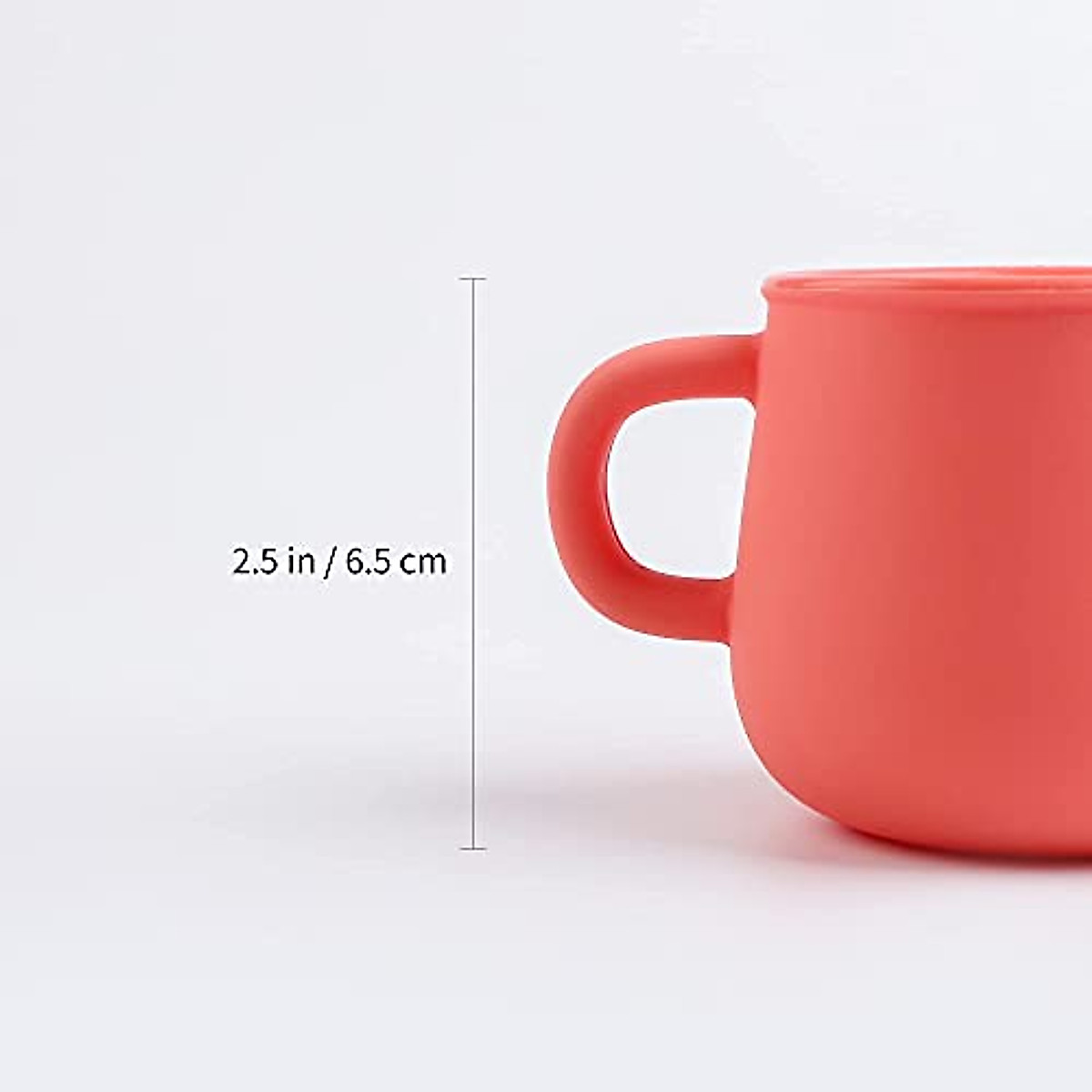 BLUE GINKGO Silicone Toddler Cups - Open Cup for Baby with Handles | Made in Korea | 8oz Training Open Cups for Toddlers 1-3 (Coral)