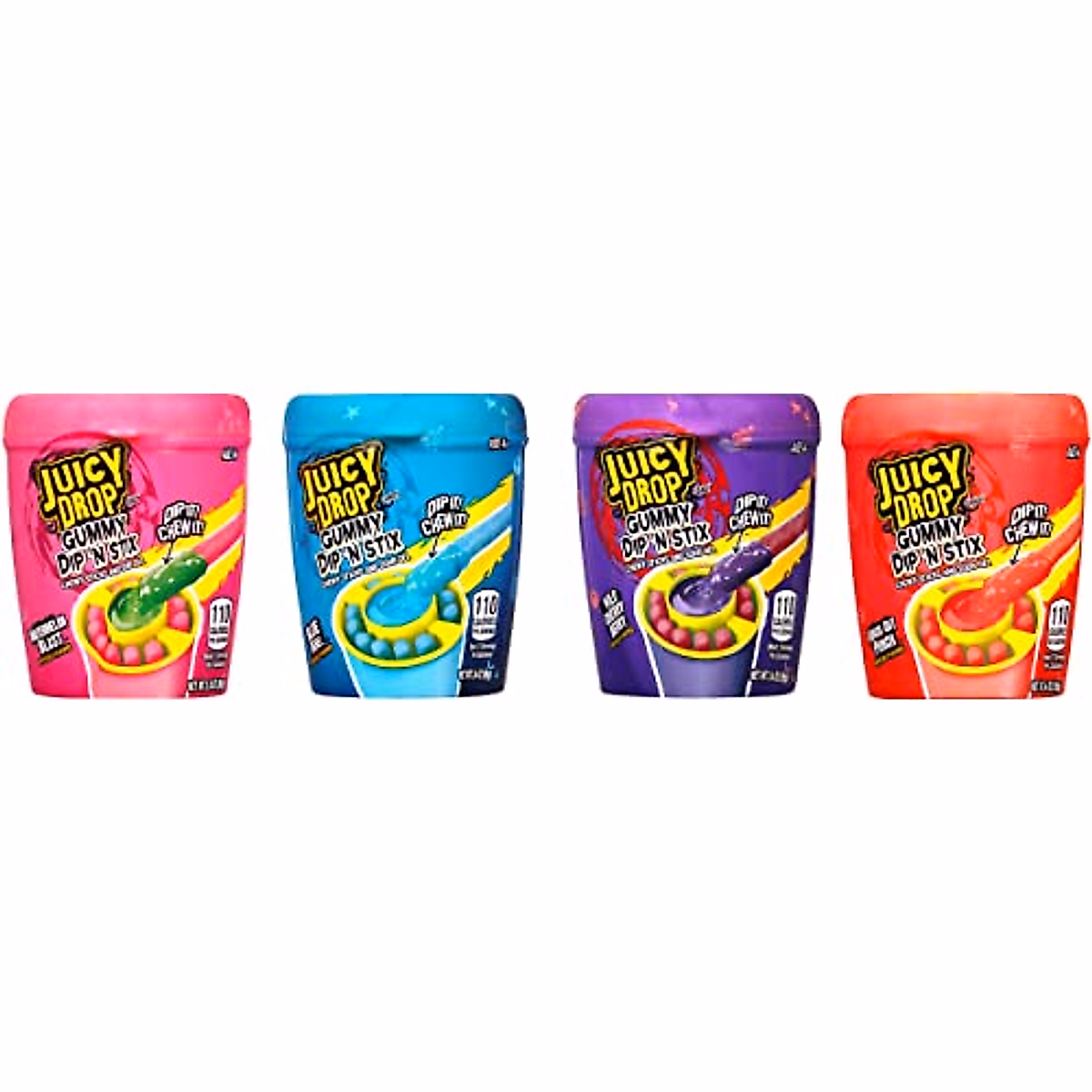 Juicy Drop Dip ‘N Stix Halloween Sweet & Sour Candy Variety Pack - 8 Count Sweet Candy & Sour Gel In Assorted Fruity Flavors - Fun Gummy Candy For Halloween Candy Bowls, Parties & Trick Or Treating