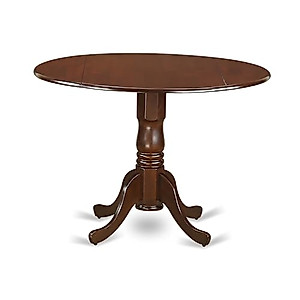 East West Furniture DMDA3-MAH-W 3 Piece Kitchen Table & Chairs Set Contains a Round Dining Room Table with Dropleaf and 2 Solid Wood Seat Chairs, 42x42 Inch, Mahogany