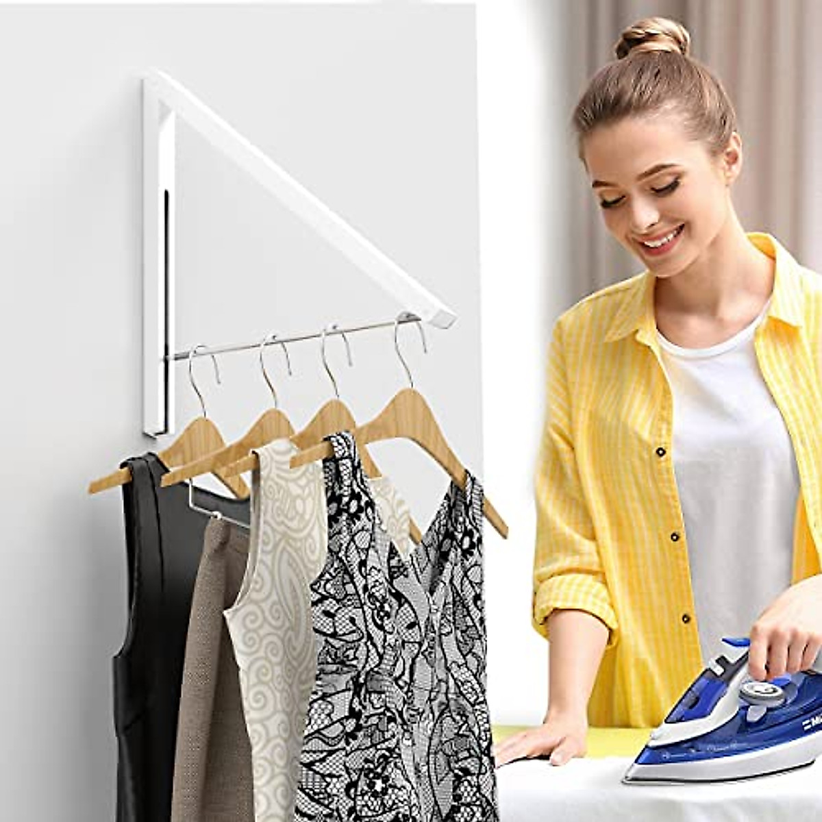 Anjuer Drying Rack Wall Mounted Clothes Hanger Folding Wall Coat Racks Aluminum Home Storage Organiser Space Savers