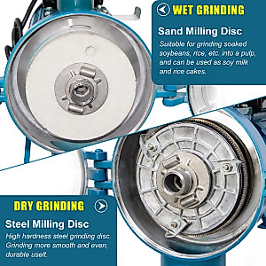 Grain Mills, 3000W Wet Dry Cereals Grinder Electric Grain Grinder Corn Mill Heavy Duty 110V Commercial Grain Grinder Machine Rice Corn Grain Coffee Wheat Feed Mill Flour Mill with Funnel