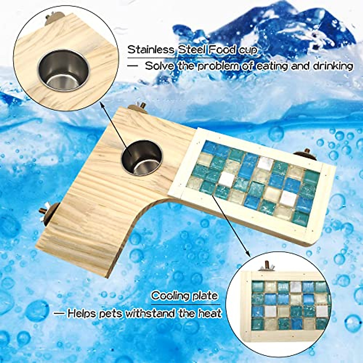 BNOSDM Wooden Hamster Cage Platform Set Wood Chinchilla Ledges and Platforms Rectangle L-Shaped Round Cage Accessories with Cooling Standing Board&Food Cup for Mouse Squirrel Gerbil Guinea Pig