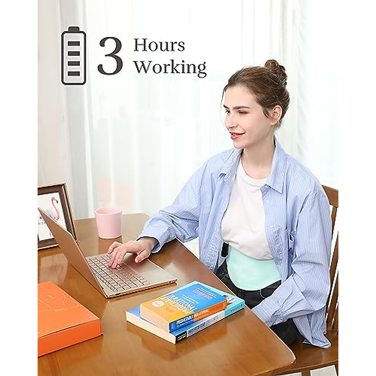 Portable Cordless Heating Pad, Heating Pads for Cramps with 3 Heat Levels, Portable Electric Fast Heating Belly Wrap Belt for Women and Girl