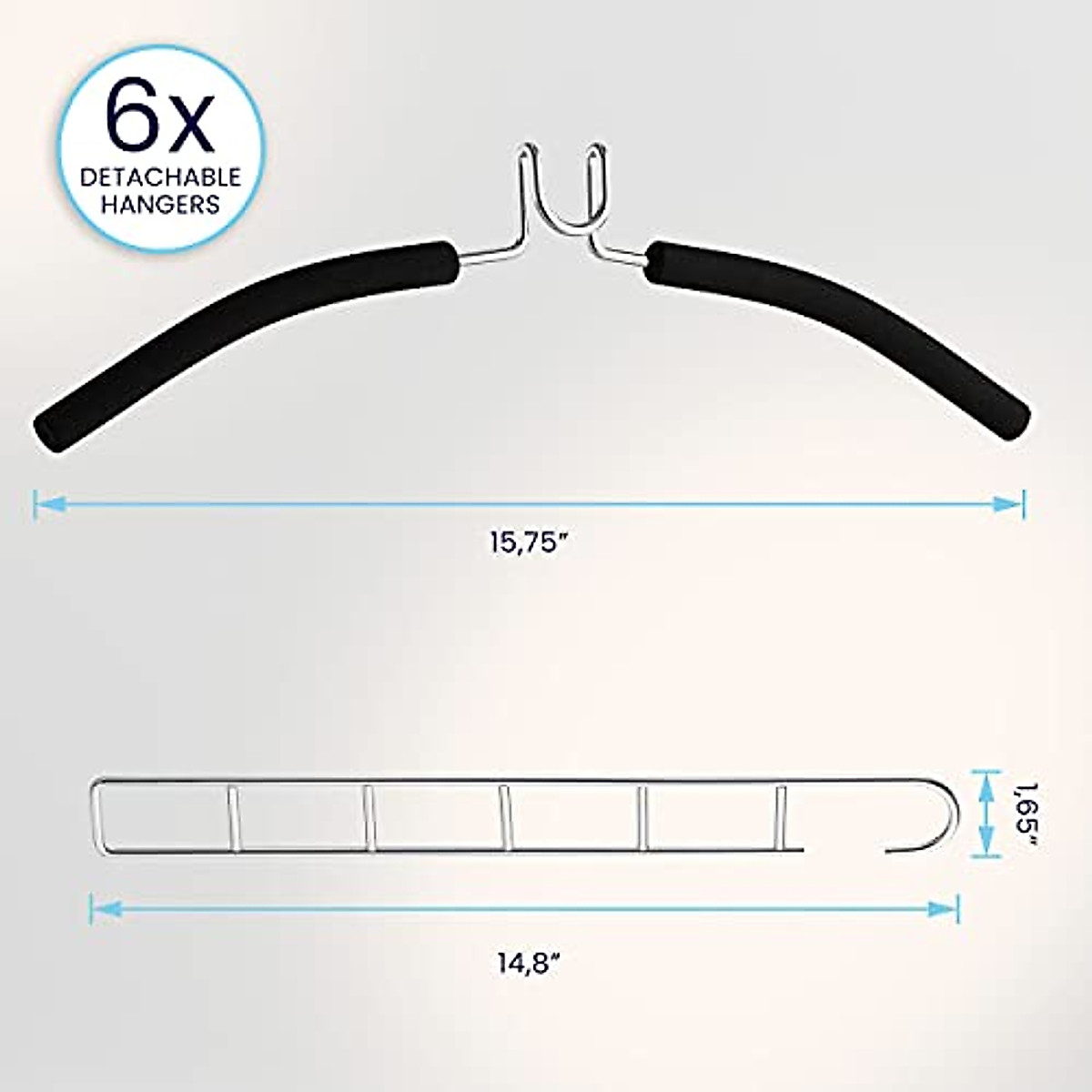 Generic, Space Saving Detachable Hangers, Multi-Layer Clothes & Pants Hangers, 6 in 1 Detachable Clothes Hanger & 5 Layers Swing Arm Pants Hangers, Set 2 Pack - YToTh