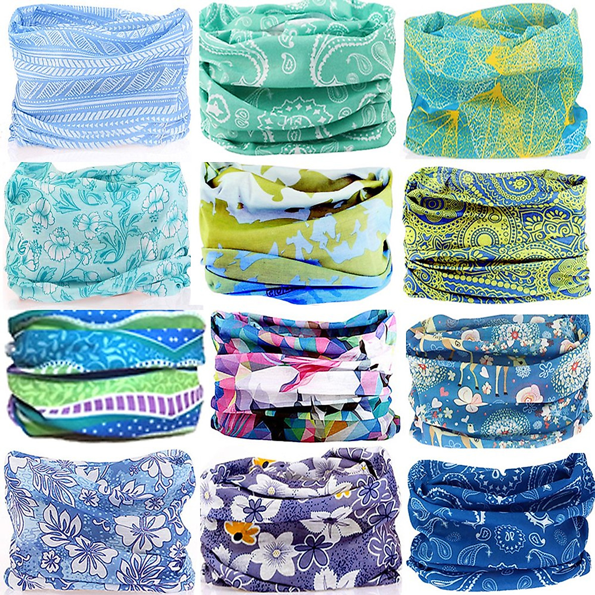 KALILY 12pcs/9pcs/6pcs Headband Bandana - Face Mask Headwear Neck Gaiter Shield Scarf olid Color