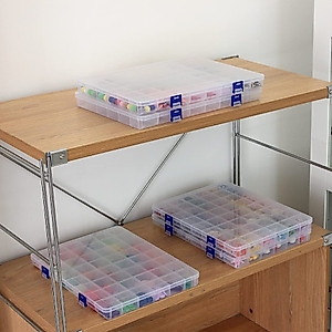 BangQiao 2 Pack Fixed 48 Grids Clear Plastic Divider Storage Box, Transparent Organizer Container Case for Bead, Button, Jewelry, Diamond, Craft, Small Parts, Sewing Kit，DIY Accessories