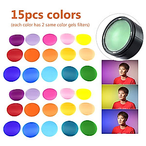Godox V-11C Color Filters Kit Color Gels Filters 15 2 for Godox V1 Series Camera Round Head Flashes
