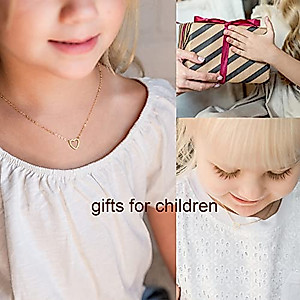 Tewiky Cute Necklace for Teen Girls 14k Gold Plated Trendy Open Heart Choker Necklaces Aesthetic Dainty Simple Gold Jewelry for Women Gifts