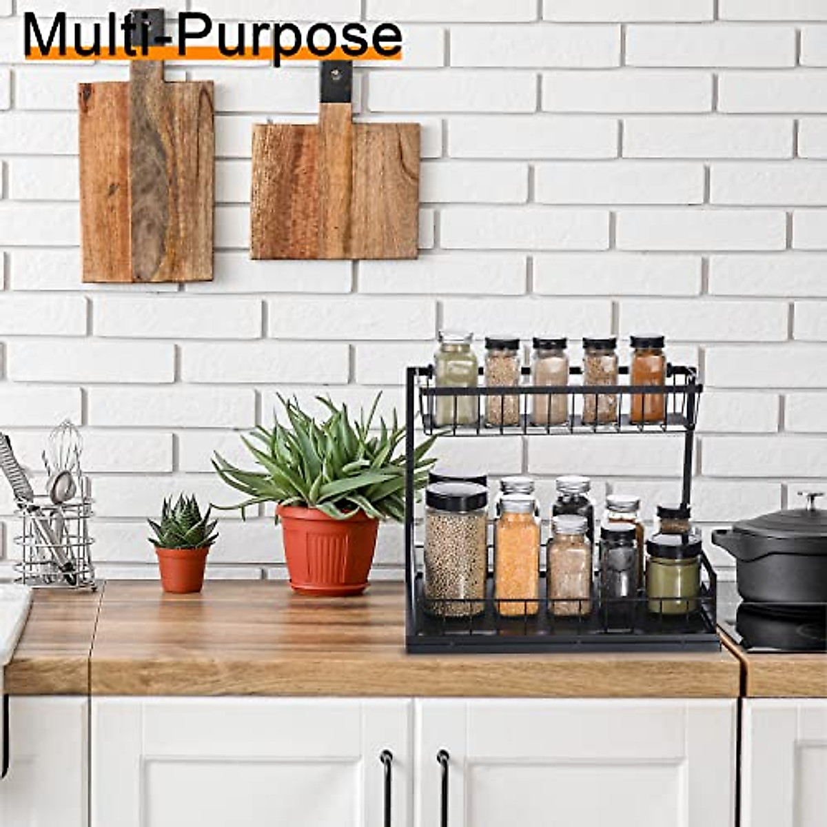 uxcell 2 Set Under Sink Organizers and Storage, 2 Tier Sliding Bathroom Cabinet Organizer Pull Out Kitchen Cabinet Organizer, Multi-Purpose Basket Organizer Drawer, White