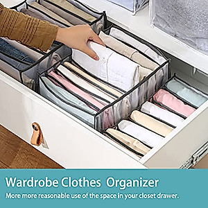 OHEMDI 2 Pack 7 Grids Sock Organizer Wardrobe Clothes Organizer for Sock and Underwear (7 Grids gray)