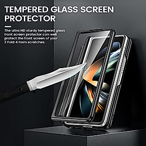 VEGO for Galaxy Z Fold 4 Case with S Pen Holder, [Hinge Protection][360°Ring Magnetic Kickstand][Slide Camera Cover][Front Screen Protector] Protective Armor Case for Samsung Galaxy Z Fold 4- Black