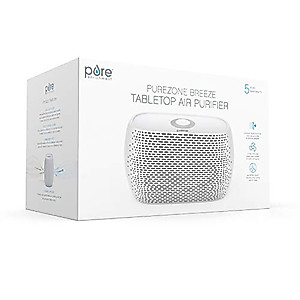 Pure Enrichment® PureZone™ Breeze Tabletop 2-in-1 Air Purifier - True HEPA Filter Cleans Air, Helps Alleviate Allergies, Removes Pet Hair, & Smoke - Ideal for Home, Bedroom, & Office Desktop Surfaces