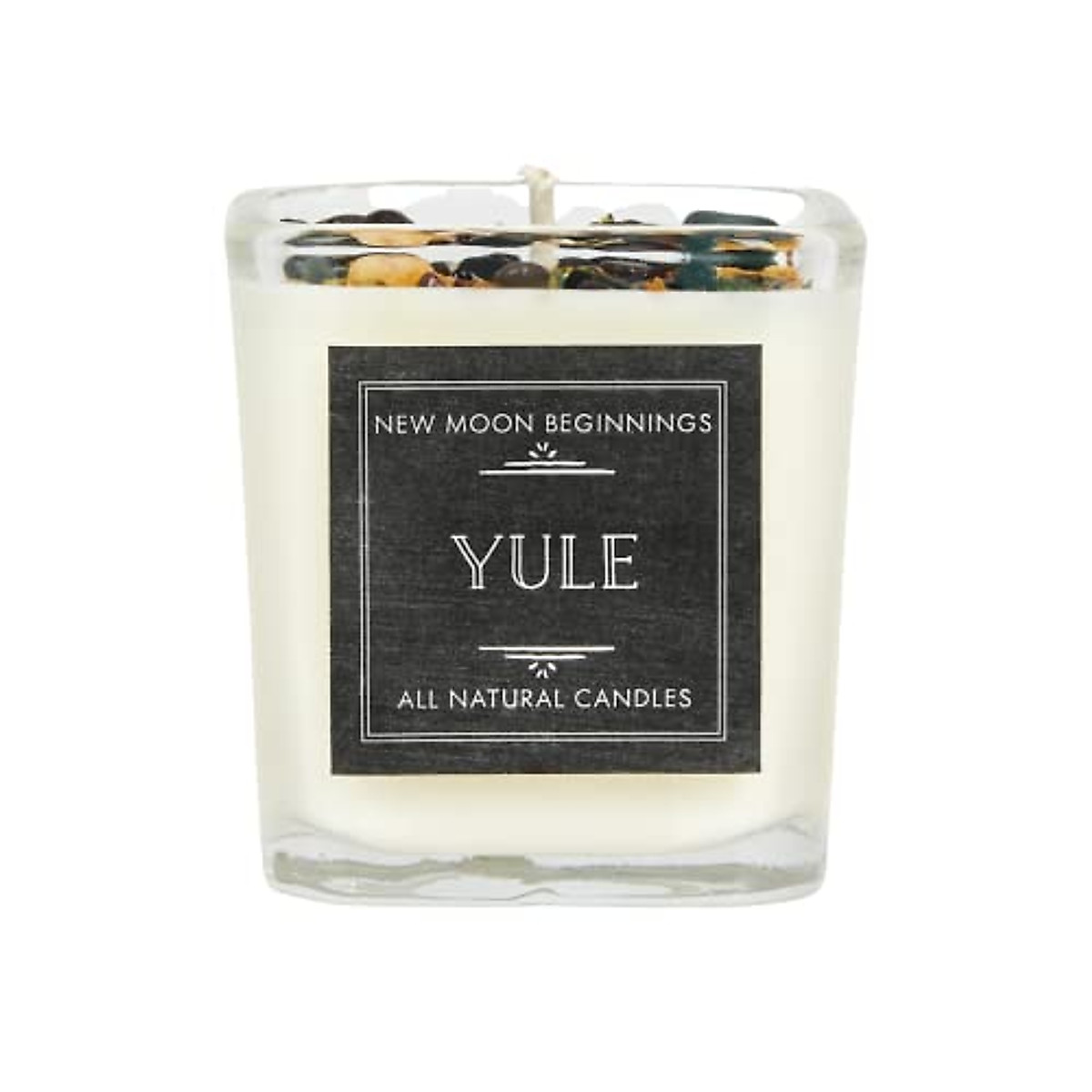Yule Candle by New Moon Beginnings - Winter Holiday Candles - Herb & Crystal Candles - Soy Candle - Winter Solstice Candles