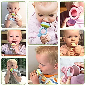 Baby Fresh Fruit Food Feeder Pacifier - 2 Packs BPA Free [3 Sizes Silicone Food Pouches Included] (Light Pink & Grass Green)