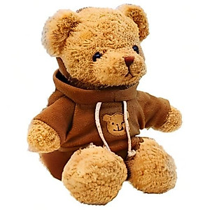 Souriant Teddy Bear, Soft Plush Stuffed Animal with Coffee Hoodie, Christmas, Birthday Gift, Toy 12‘’