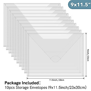 Briartw 10 Pack Large Storage Bag,11.5"x9"Resealable Plastic Envelopes Pockets for Cutting Dies Stencil Crafts Organizer Holder,Clear Storage Envelopes for Clear Stamp,Die Cuts,Scrapbook Paper
