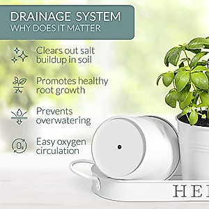 Barnyard Designs Farmhouse Herb Garden Planter Indoor Planter Set with Tray or Outdoor Apartment Window Planter Box, Windowsill Planter Box, Indoor Herb Planter Garden Pots Herb Pots, White, Set/3